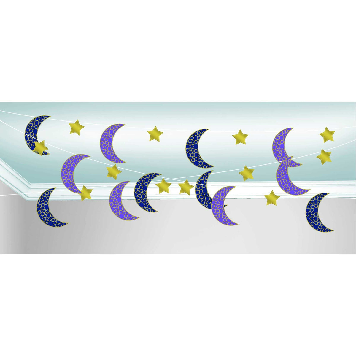 Moon & Stars Celebration Moons & Stars Hanging String Decorations 2.1m ...