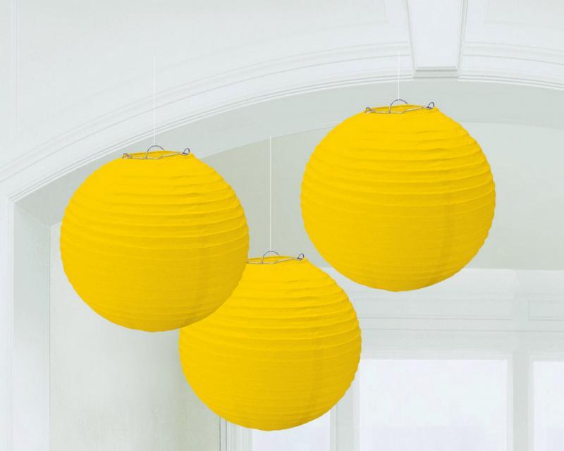 Yellow Sunshine Round Paper Lanterns 3pk 24cm | Online Party Store ...
